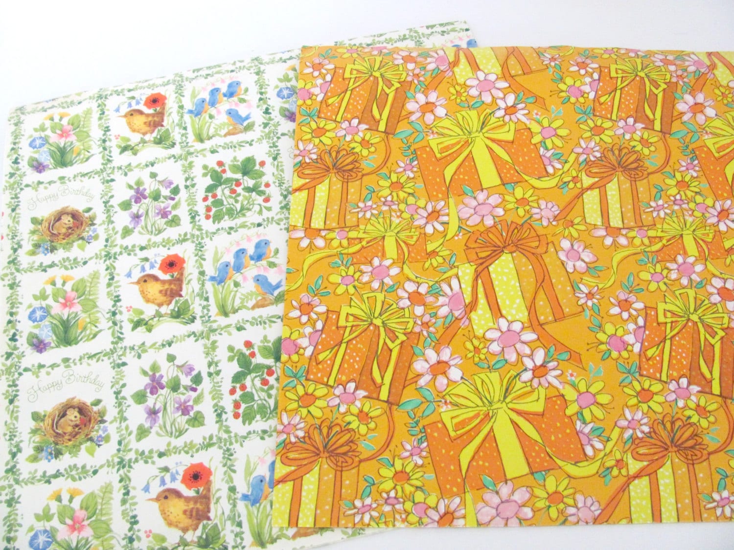 Vintage Wrapping Paper 1970's Birthday Gift Wrap Lot | Etsy