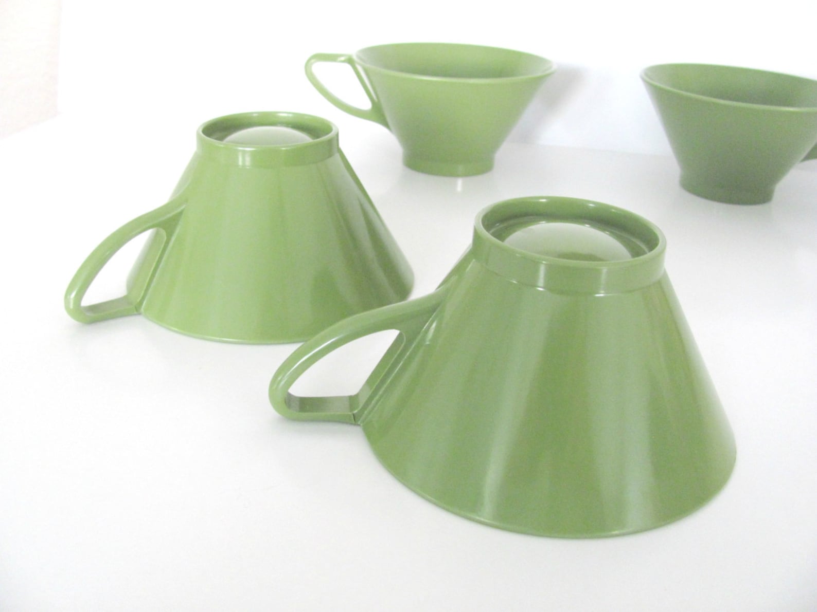 Vintage Melmac Cups, 1960's Avocado Green Cups, Melmac Cups, Coffee ...