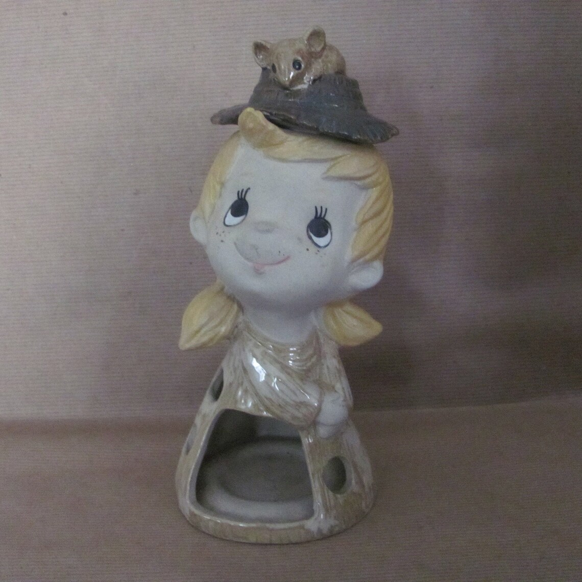 Vintage Big Eye Girl Candle Holder, 1970's Lorrie Designs Girl With ...