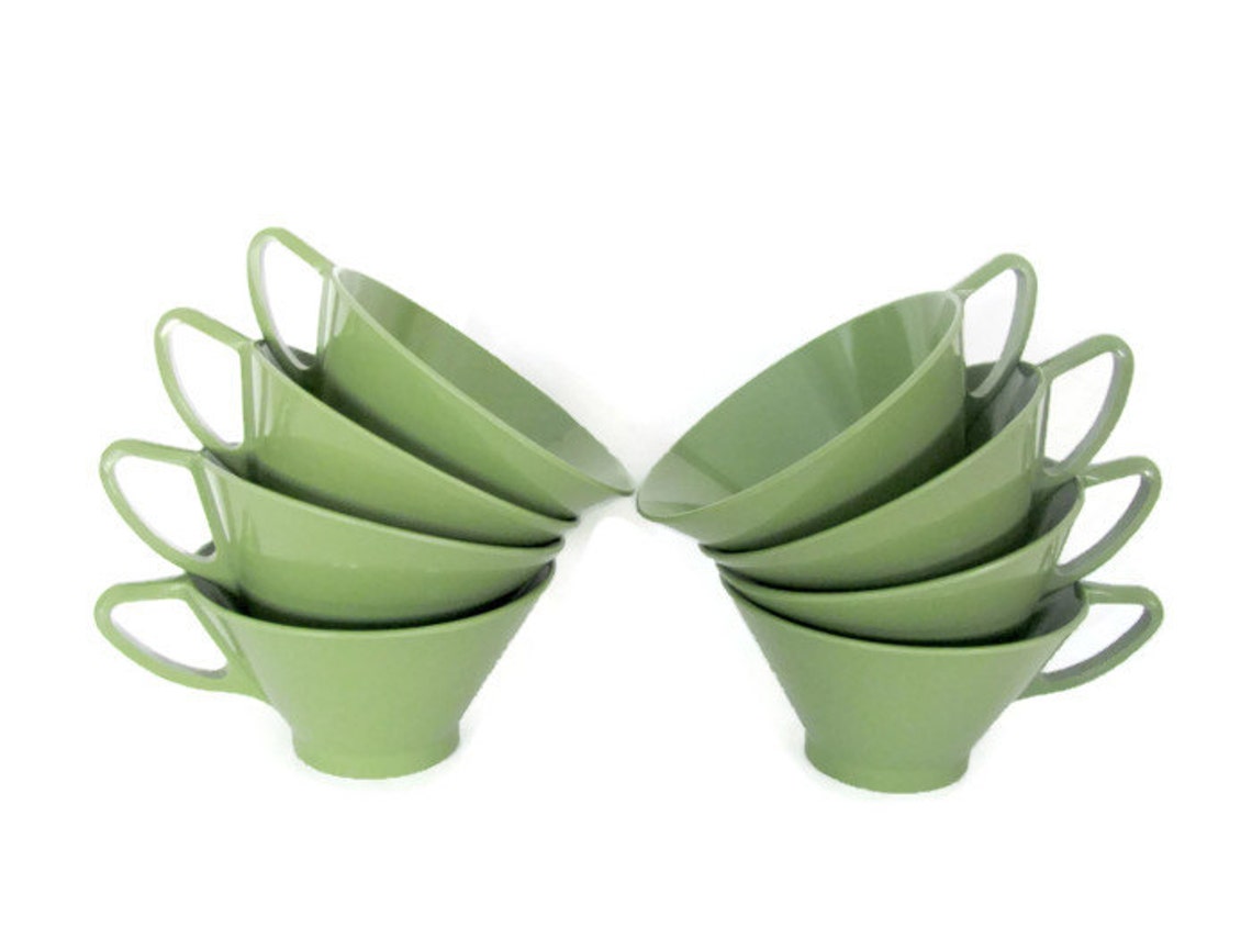 Vintage Melmac Cups, 1960's Avocado Green Cups, Melmac Cups, Coffee ...