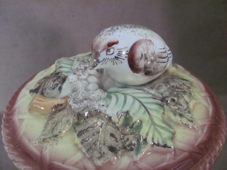 Vintage Pedestal Compote Bird Dish, 1960's Betson Japan Hand Painted ...