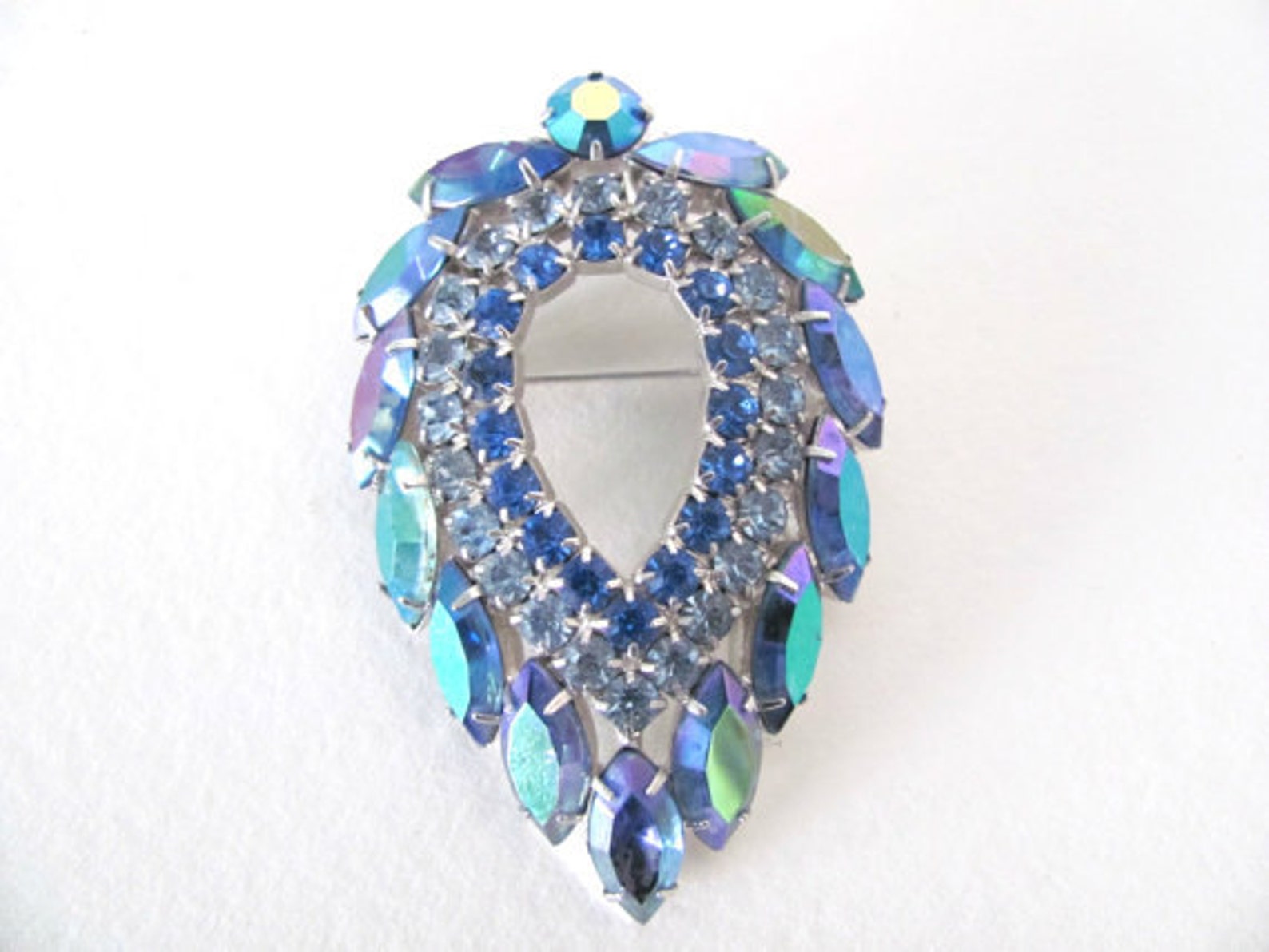 Vintage Blue Rhinestone Brooch 1960's Blue Lagoon Brooch - Etsy