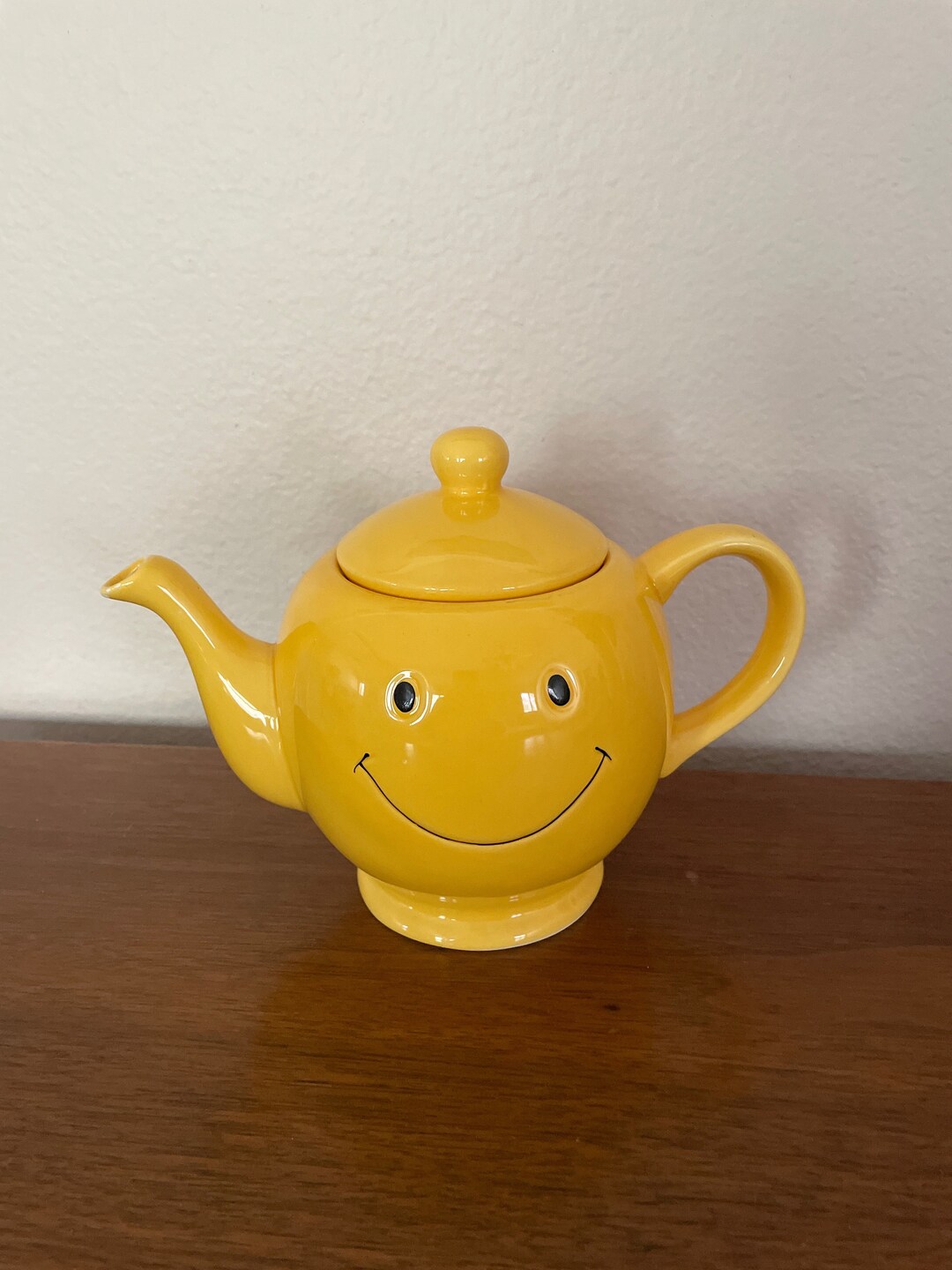 Vintage Ceramic Smiley Face Teapot Yellow Happy Face Teapot - Etsy