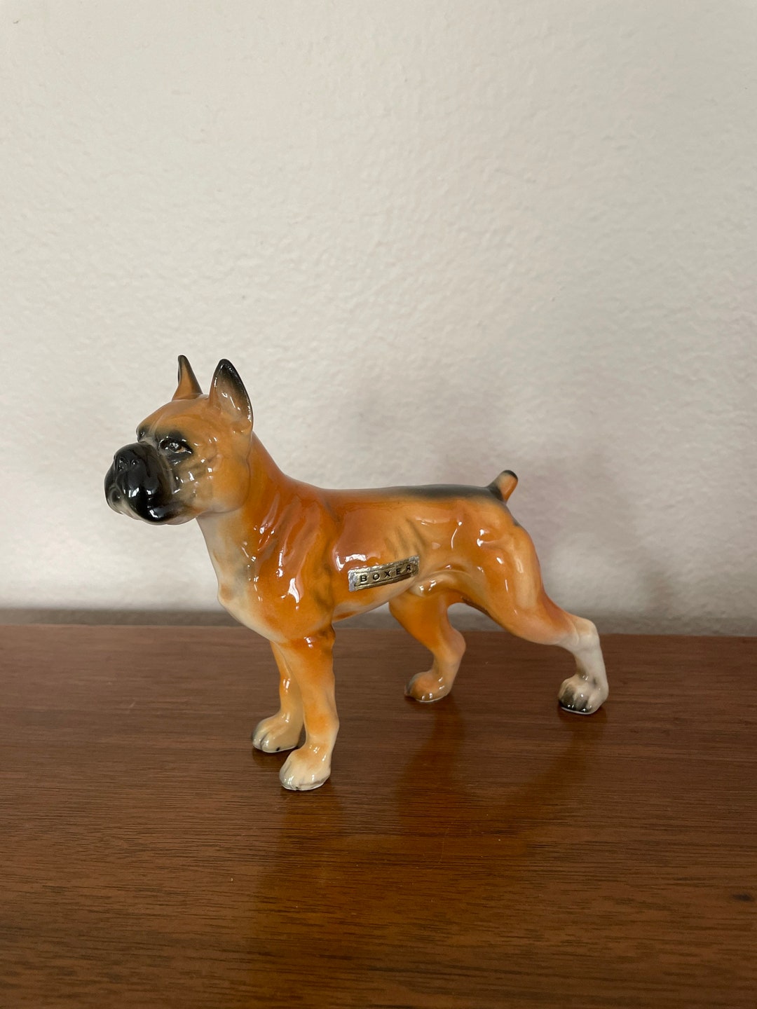 Vintage Dog Figurine, 1960's Ceramic Boxer Figurine, Made in Japan ...