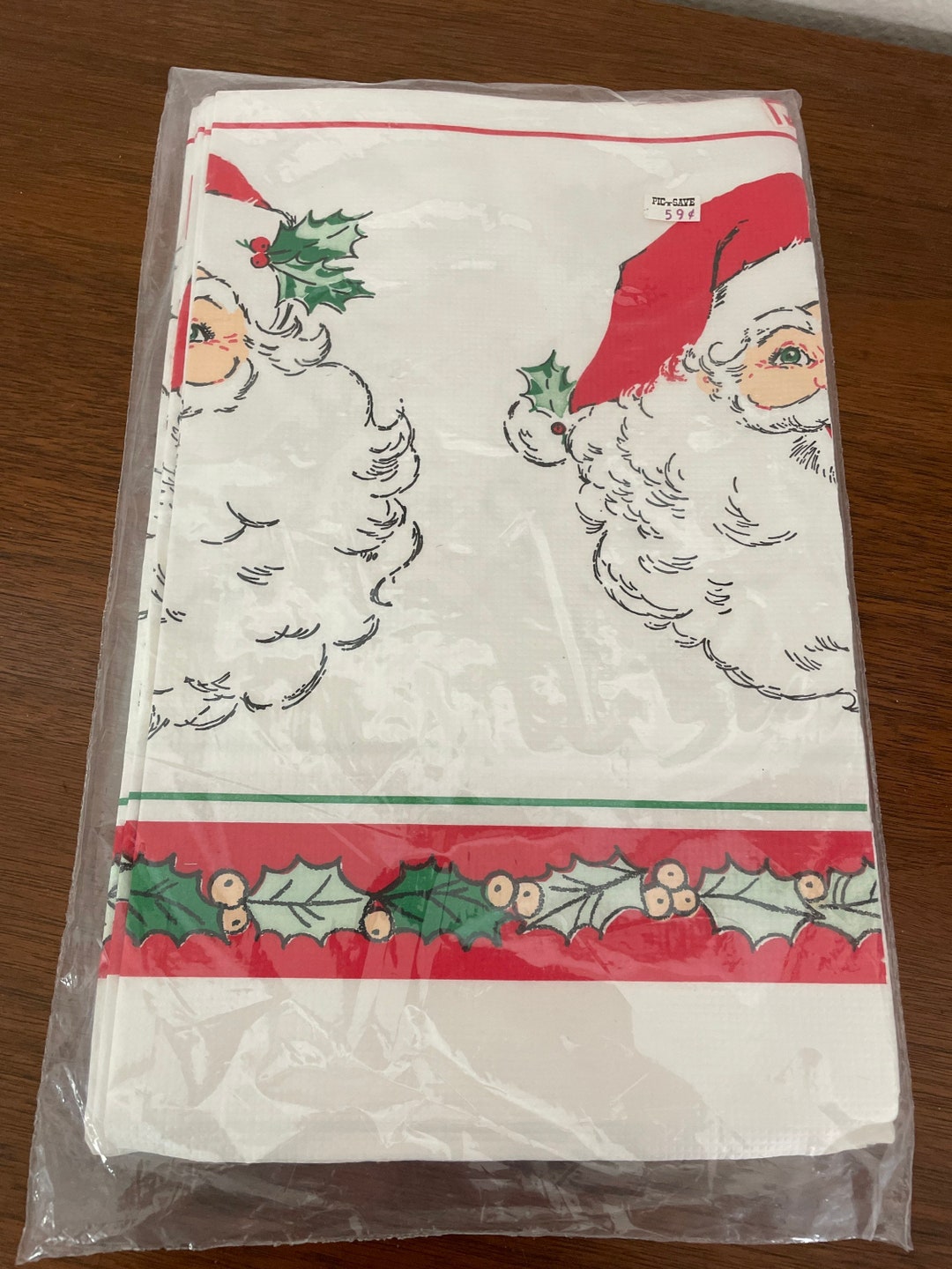 Vintage Christmas Tablecloth, 1980's Reed's Santa Paper Tablecloth, NOS ...