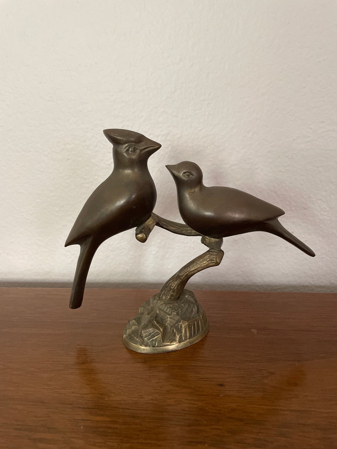 Vintage Brass Birds, 1970's Brass Bird Figurine, Birds on Branch ...