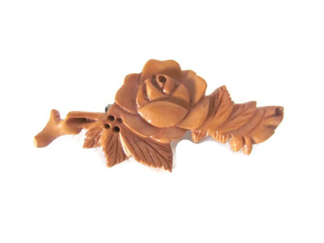 Vintage Flower Brooch, 1960's Celluloid Flower Brooch, Gold Flower ...