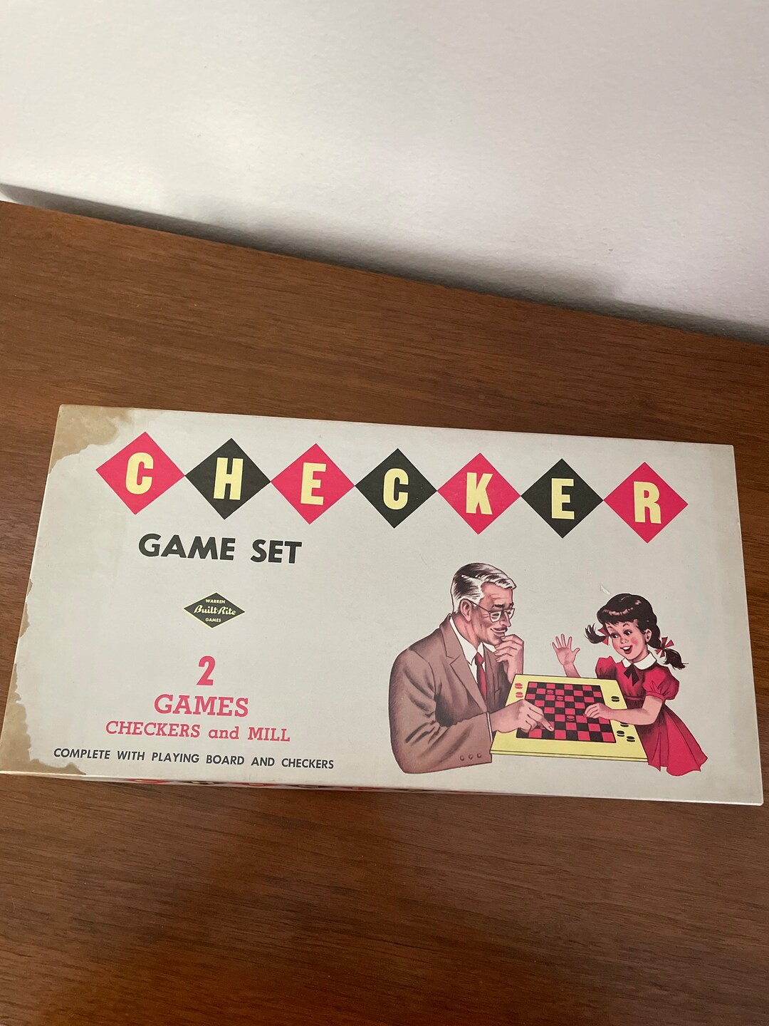 Vintage Board Game, 1960's Warren Built Rite Checkers Game, Complete, 2 ...