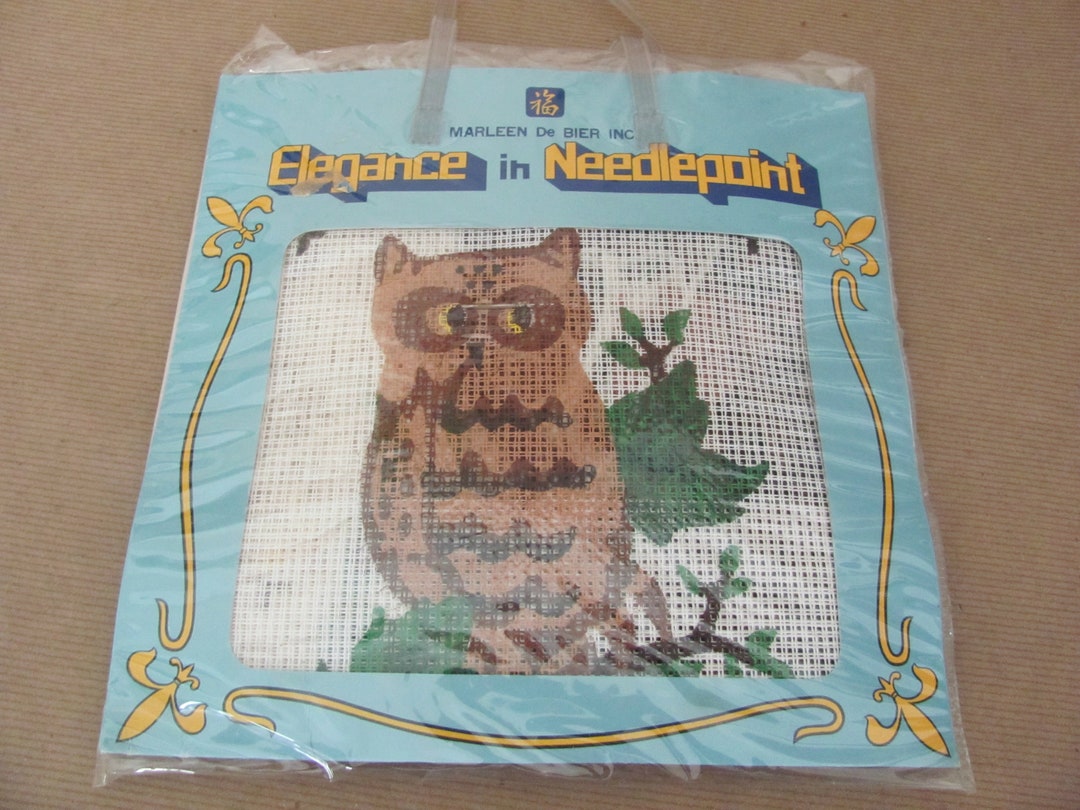 Vintage Owl Needlepoint Kit, 1980's Elegance in Needlepoint Wise Owl ...