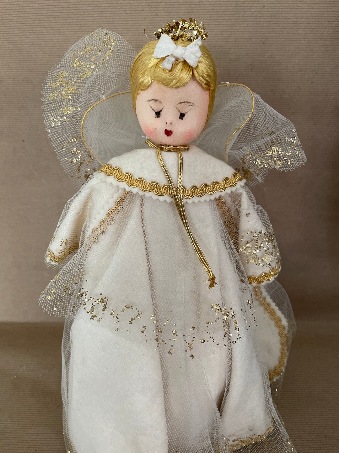 Vintage Christmas Angel, 1970's Felt and Tulle Angel Figurine, Vintage ...