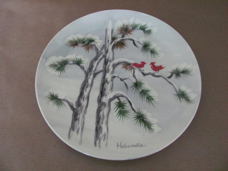 Vintage Christmas Plate 1970's Ucagco Hashimura Winter - Etsy