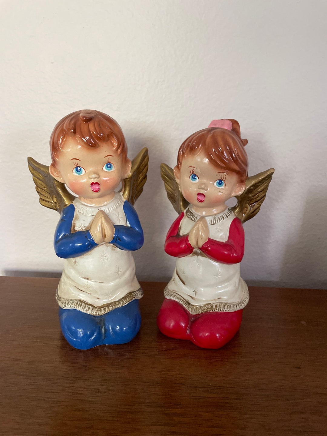 Vintage Christmas Angels, 1960's KN Japan Boy and Girl Angel Figurines ...
