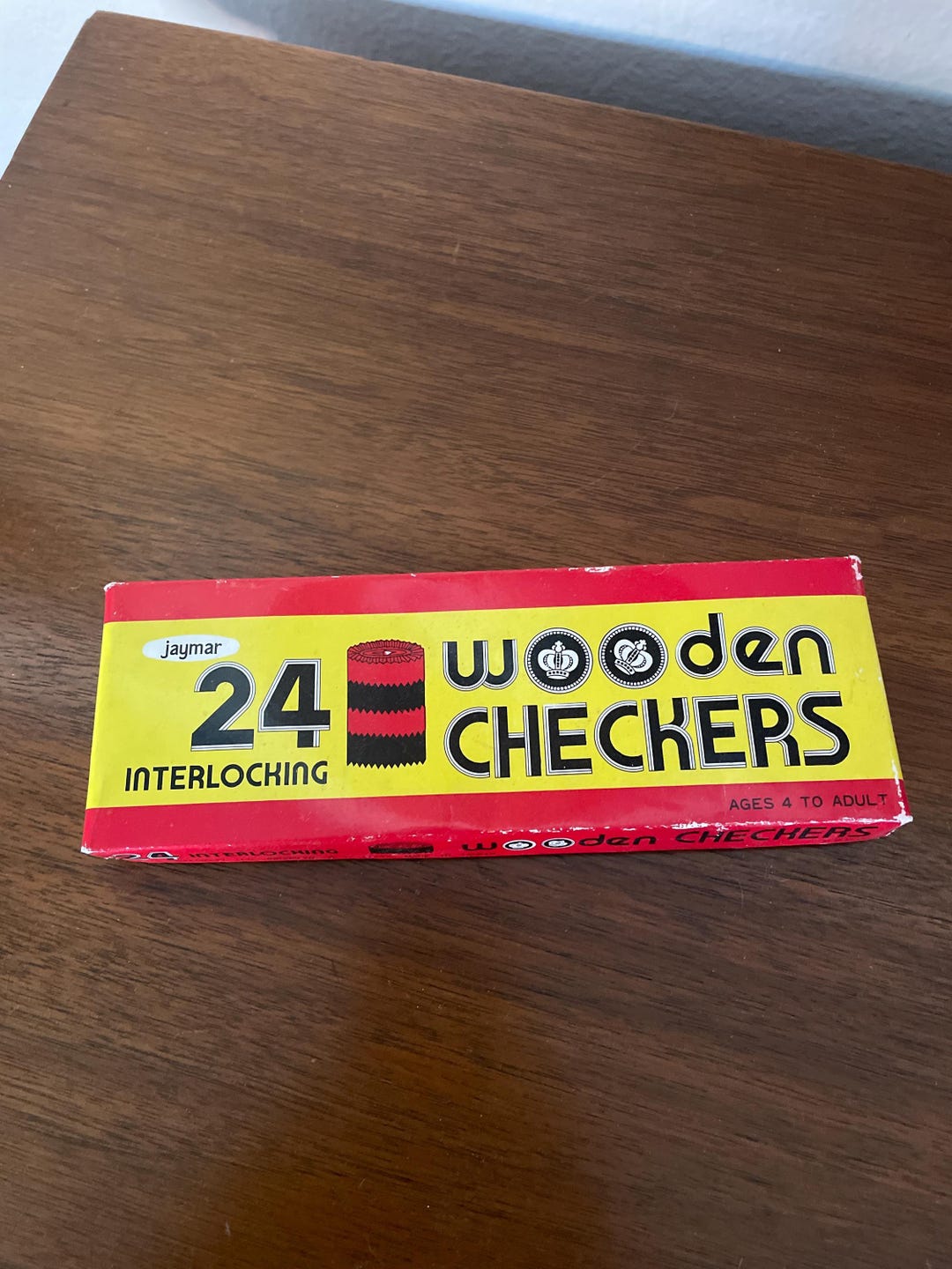 Vintage Checkers, 1970's Jaymar Wooden Checkers, NOS Set of 24 Checkers ...