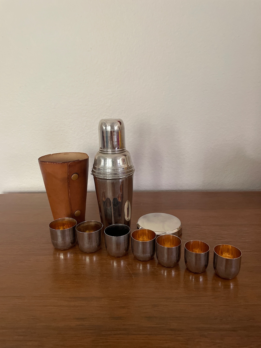 Vintage Cocktail Set, 1940's Chrome Travel Cocktail Set, Made in ...