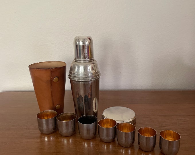Vintage Cocktail Set, 1940's Chrome Travel Cocktail Set, Made in ...
