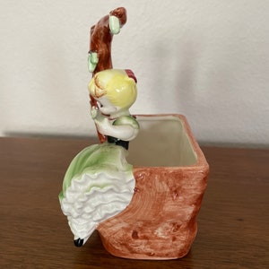 Vintage Girl Planter, 1950's Rubens Ceramic Girl on Swing Planter, 1950 ...