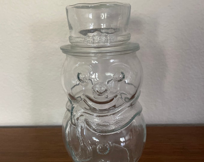 Vintage Christmas Snowman, Libbey's Glass Snowman Jar, Snowman Candy ...