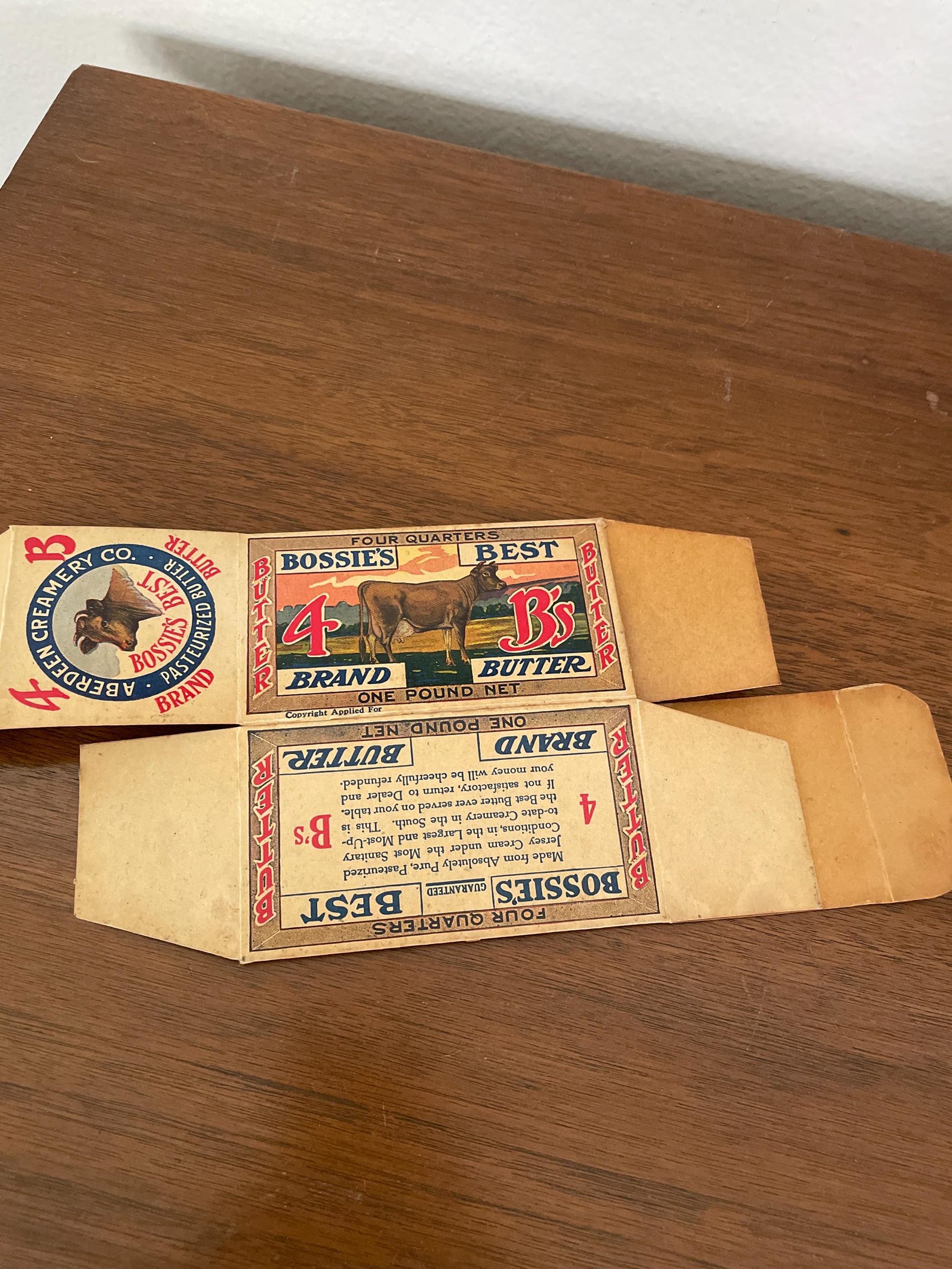 Vintage Butter Box, 1940's Bossie's Best Brand Butter, Aberdeen ...