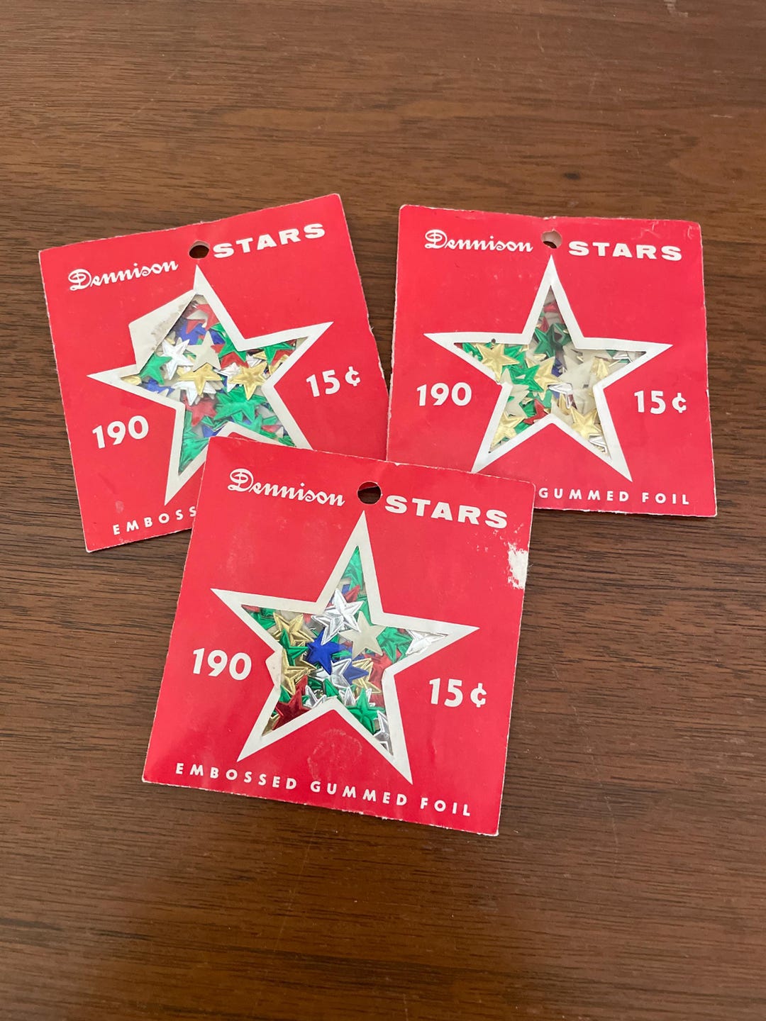 Vintage NOS Star Stickers, 1970's Dennison Embossed Foil Stars, Set of ...