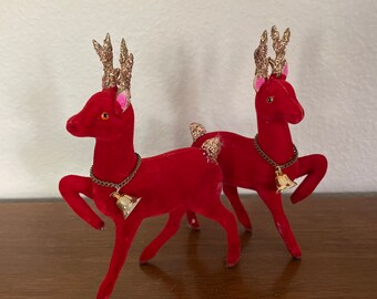 Flocked Reindeer - Etsy