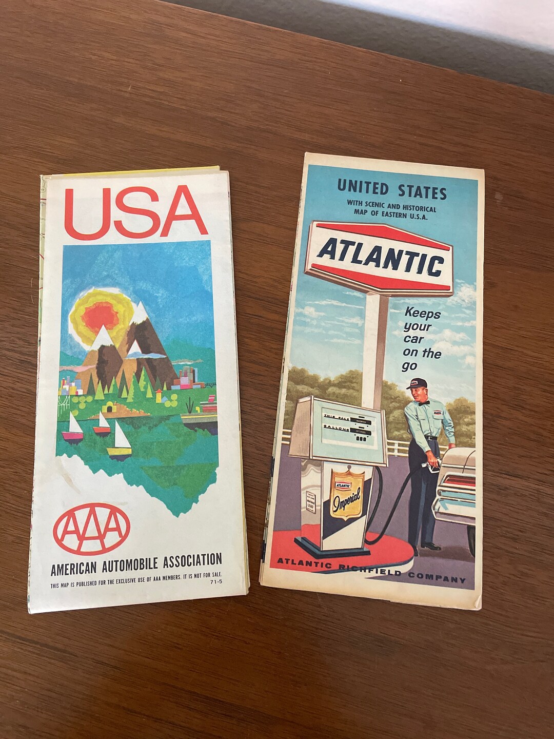 Vintage USA Maps, 1960's Atlantic Richfield, Auto Club Folding United ...
