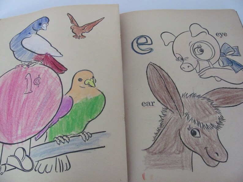 Vintage Coloring Book, 1960's Merrill Company Lamb's Easy Coloring Book ...