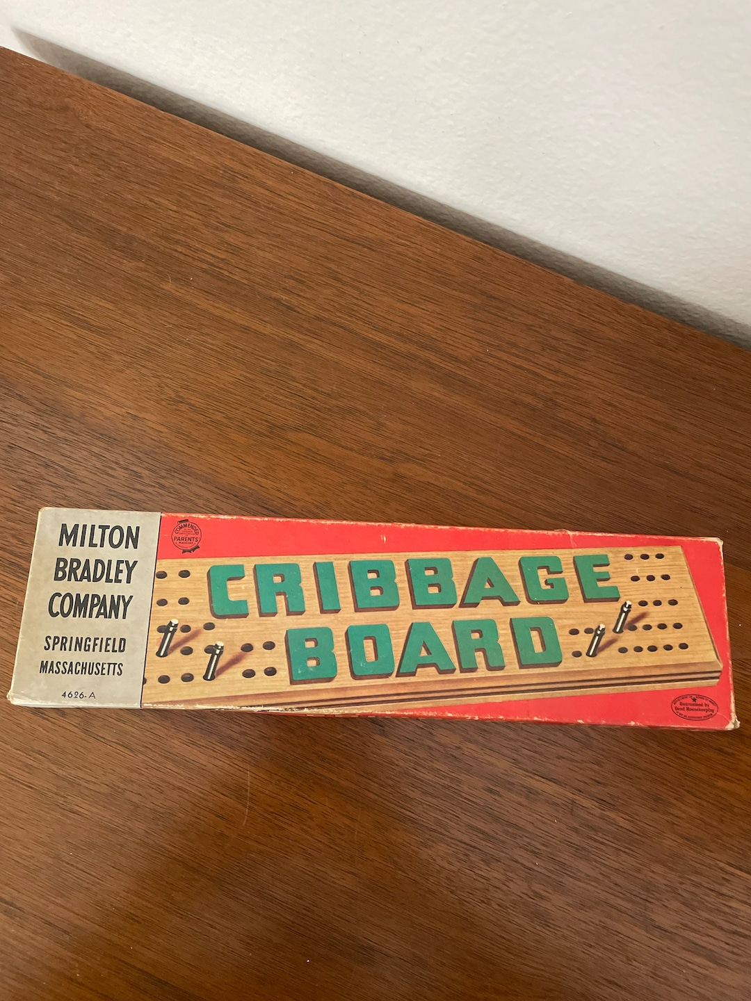 Vintage Wood Cribbage Board, 1950's Milton Bradley Cribbage Board ...
