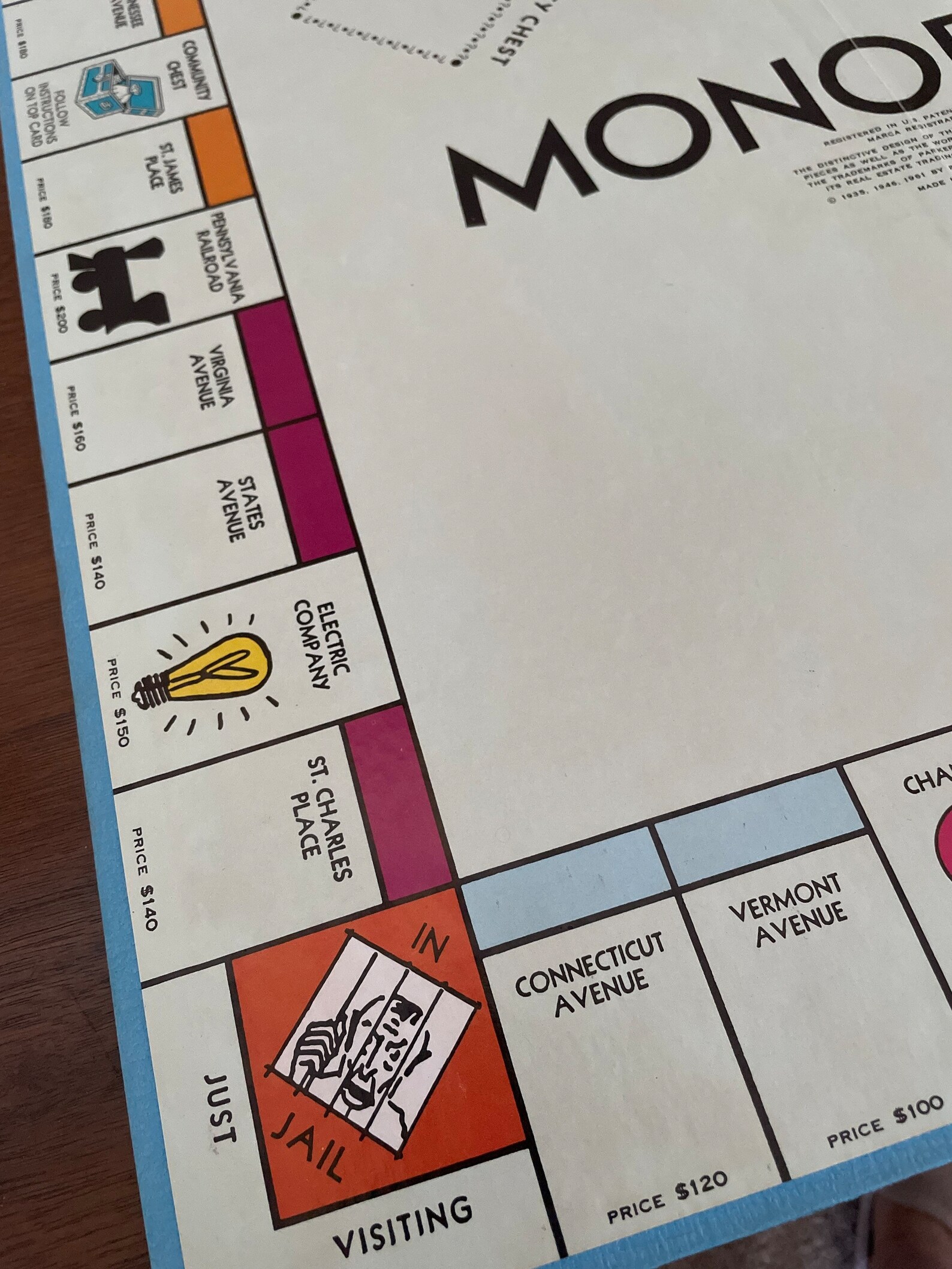 Vintage Monopoly Game Board, 1960's Parker Brothers Monopoly Cardboard ...