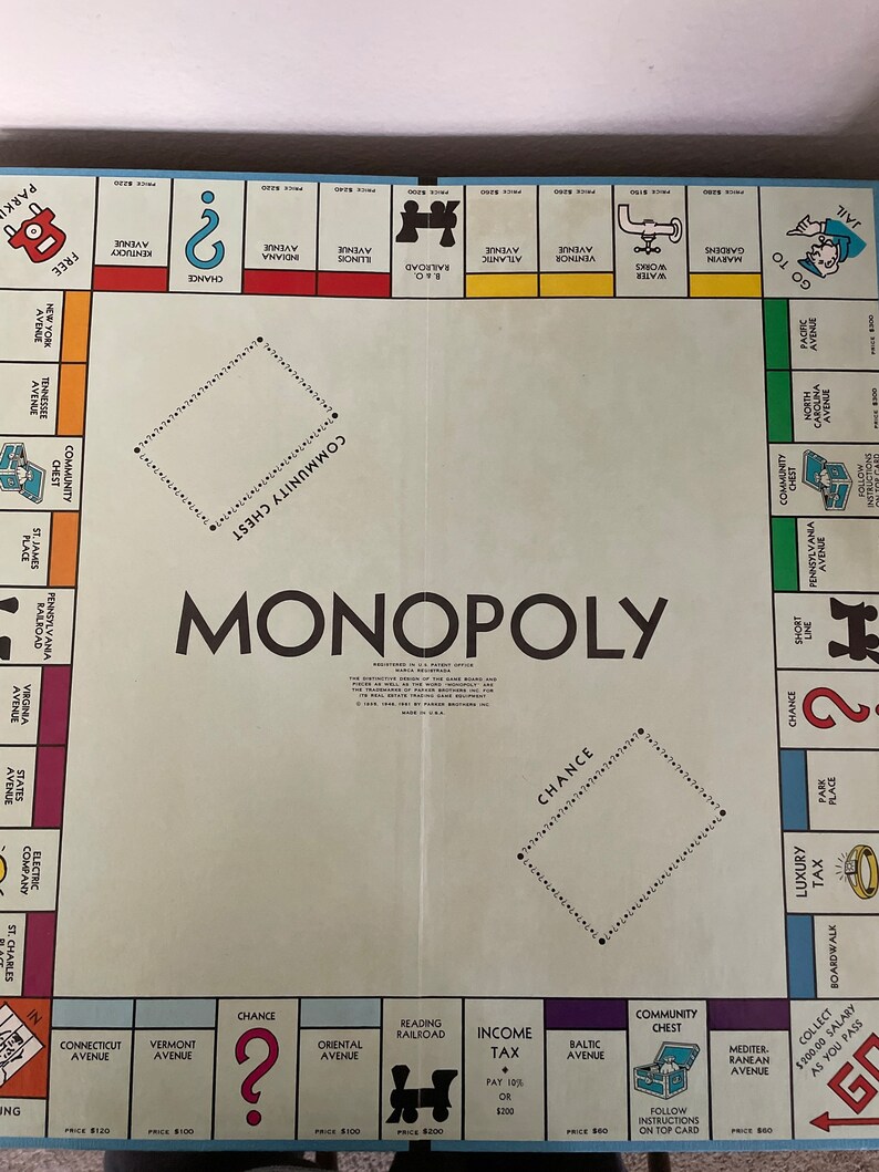 Vintage Monopoly Game Board 1960's Parker Brothers - Etsy