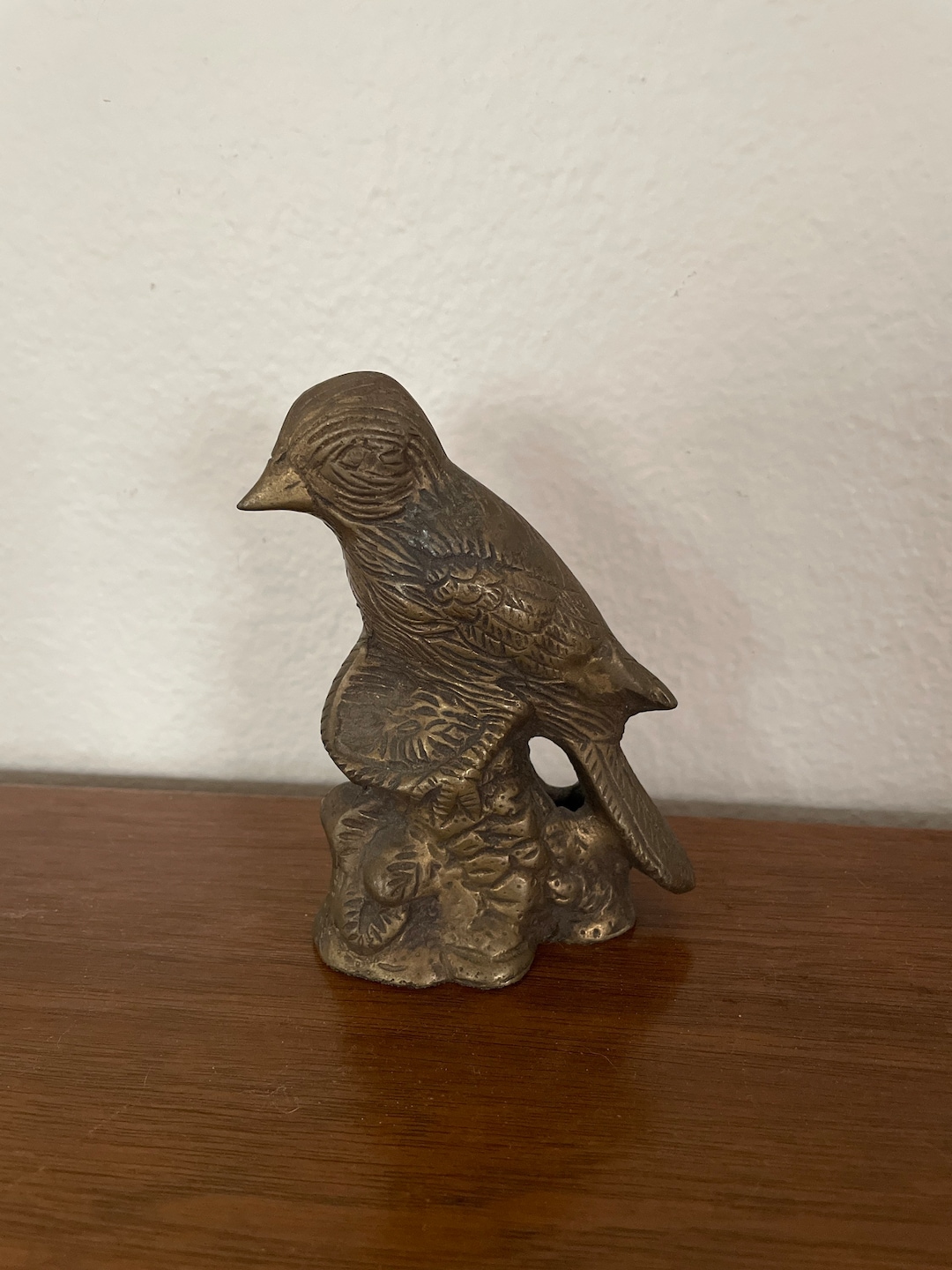 Vintage Brass Bird, 1970's Brass Bird Figurine, Bird on Branch Figurine ...