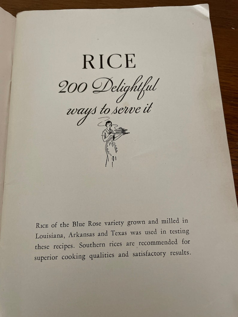 Vintage Rice Recipe Booklet 1930's Southern Rice - Etsy