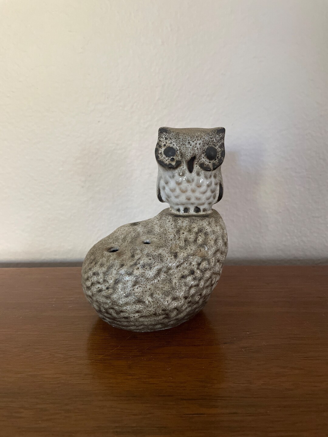 Vintage Owl on Rock Figurine, 1960's Howard Pierce Pottery Brown Owl ...