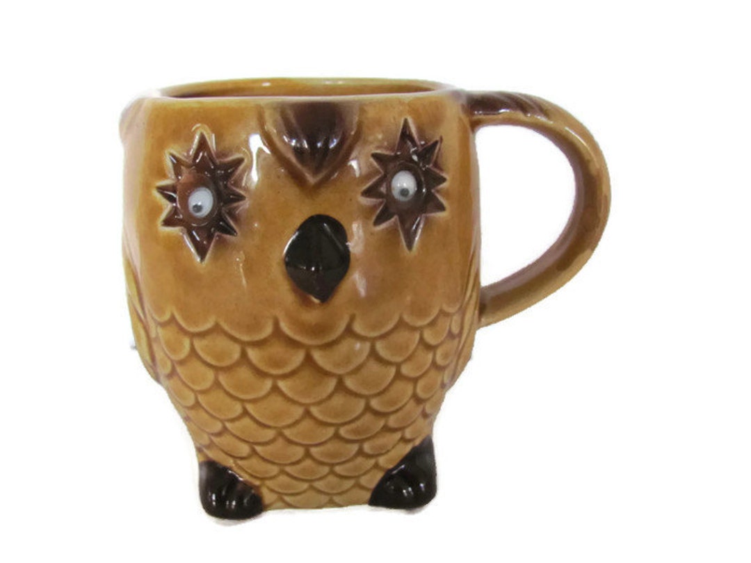 Vintage Owl Mug, 1970's Owl Cup, Ceramic Owl Mug, Googly Eye Owl ...