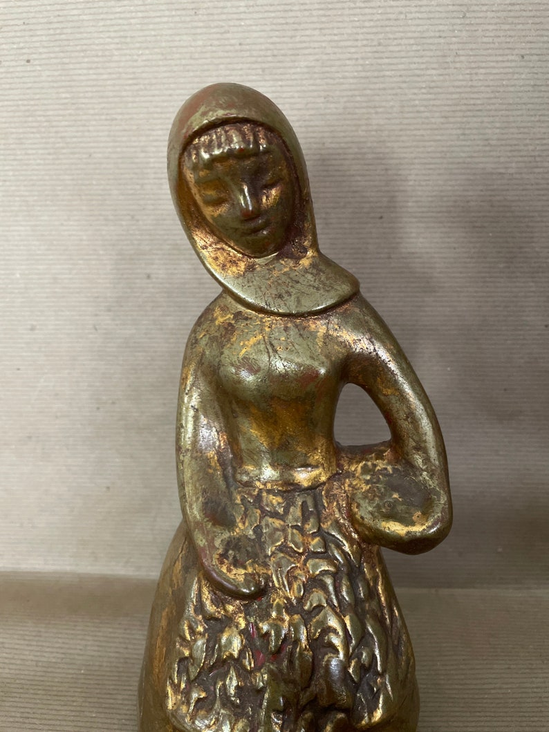 Vintage Woman and Chickens Figurines, 1970's Howard Pierce Pottery Gold ...
