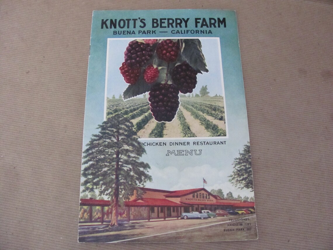 Vintage Knott's Berry Farm Menu 1950's Knott's - Etsy