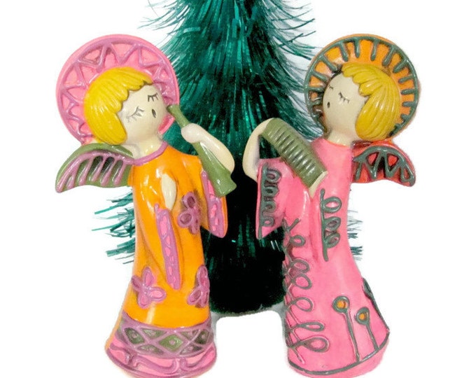 Vintage Paper Mache Angels, 1960's Christmas Angel Figurines, Pink ...