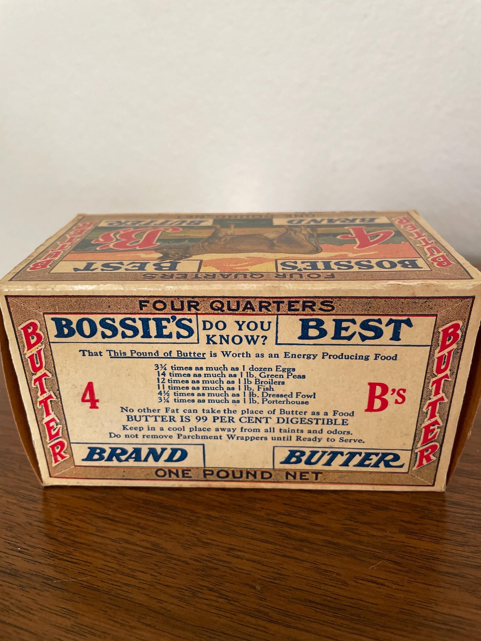 Vintage Butter Box, 1940's Bossie's Best Brand Butter, Aberdeen ...