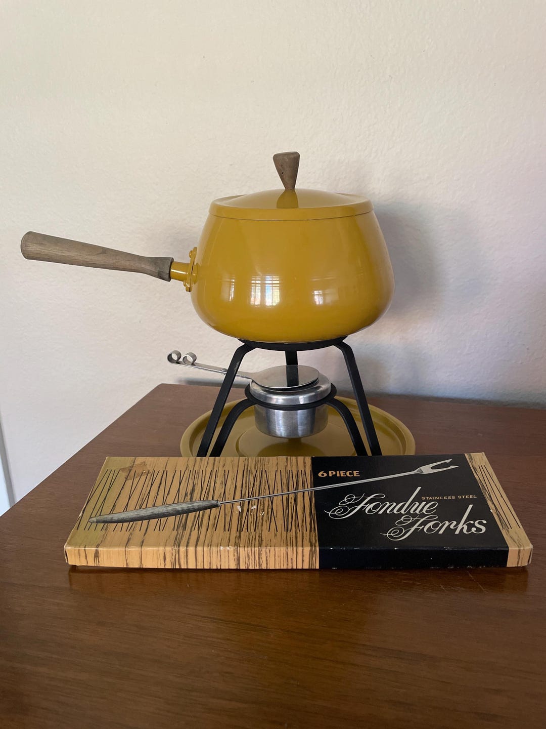 Vintage Fondue Set, 1960's Westwood Imports Fondue Set, Harvest Gold ...