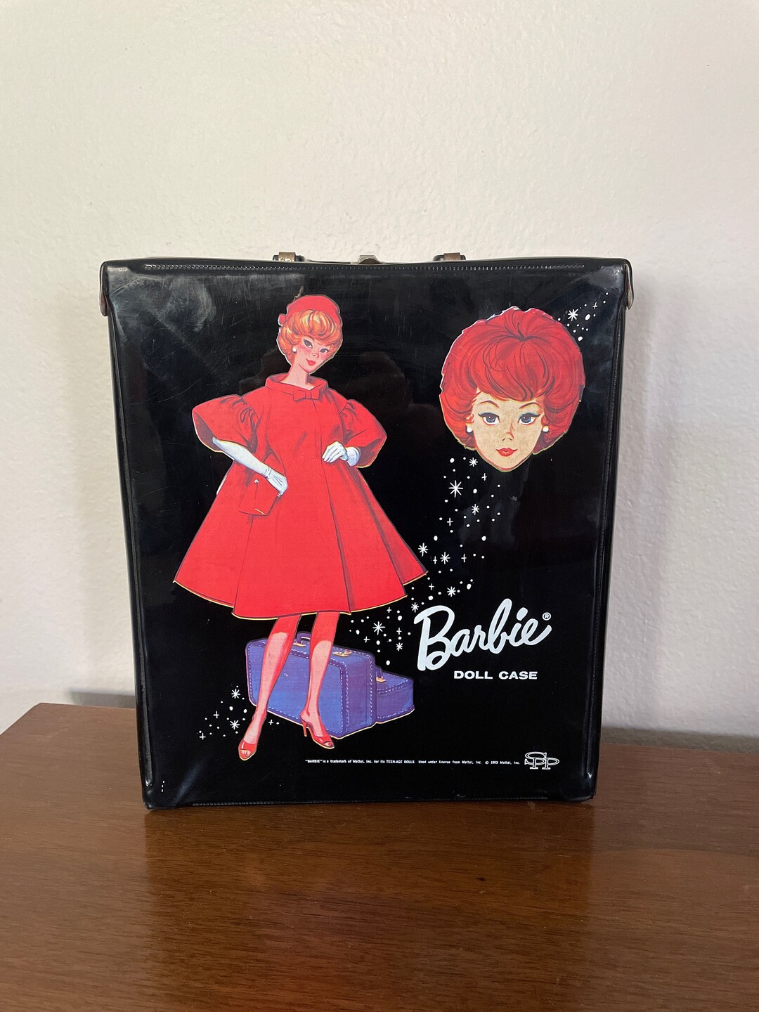 Vintage Barbie Vinyl Case, 1960's Black Vinyl Barbie Bubblecut Red ...