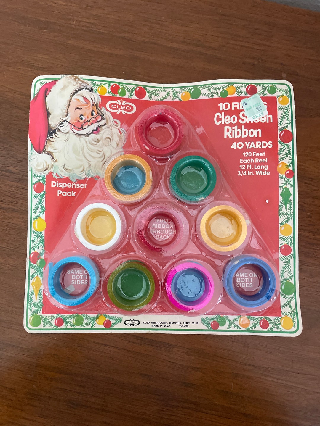 Vintage Christmas Ribbon, 1970's Cleo Gift Ribbon, NOS Ribbon Set, Made ...