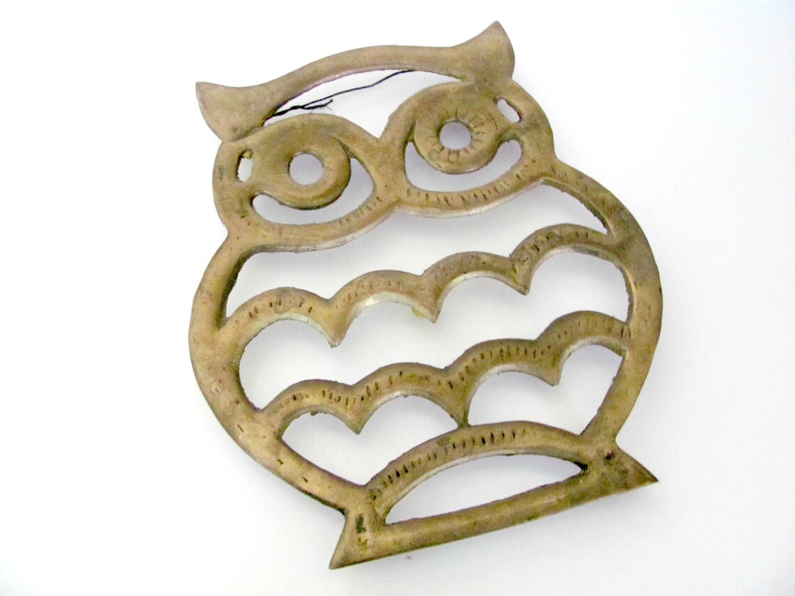 Vintage Owl Trivet 1970's Brass Owl Trivet Hot Pad | Etsy