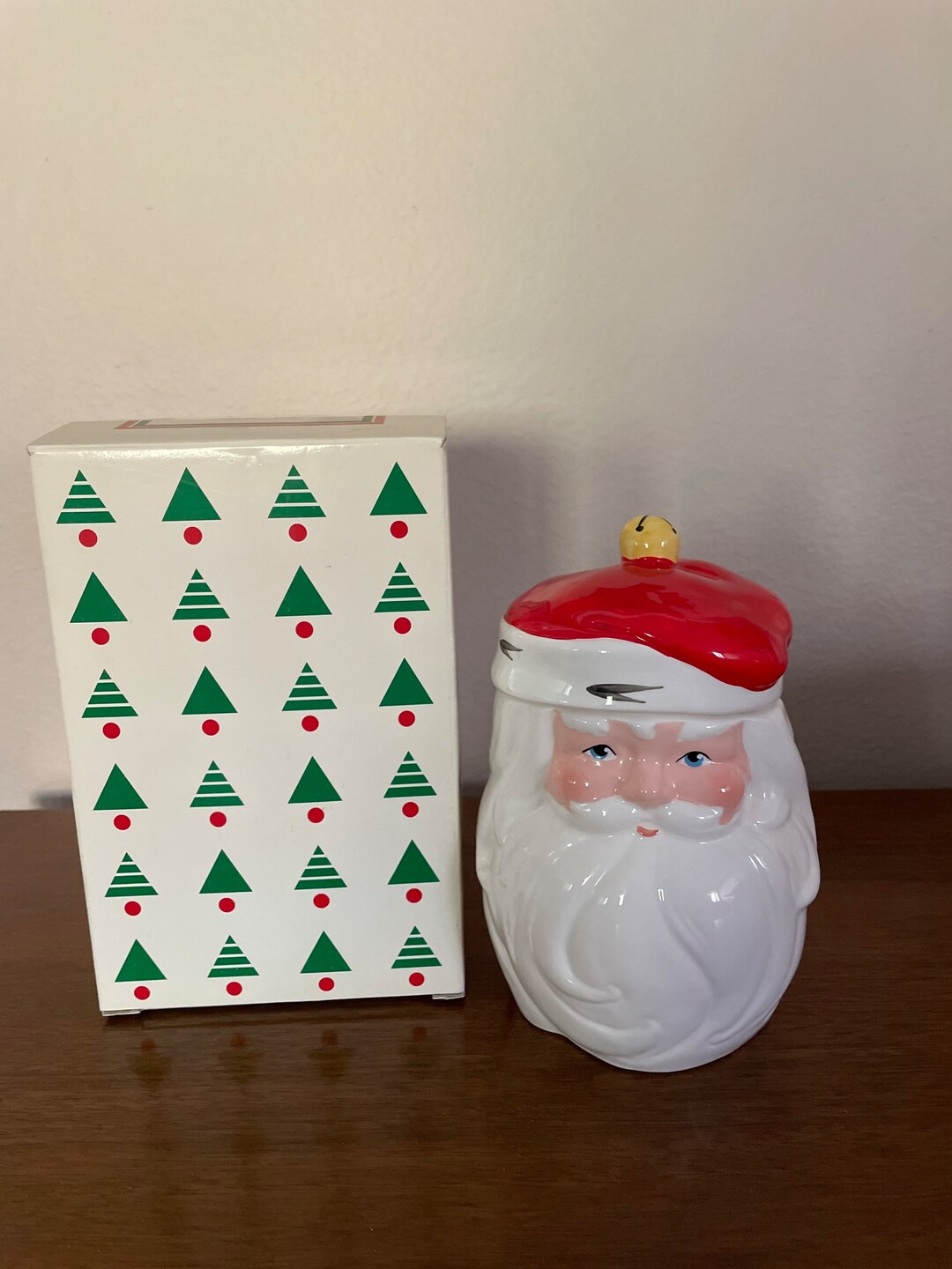 Vintage Christmas Santa Candy Jar, 1980's Avon Jolly Santa, Ceramic ...