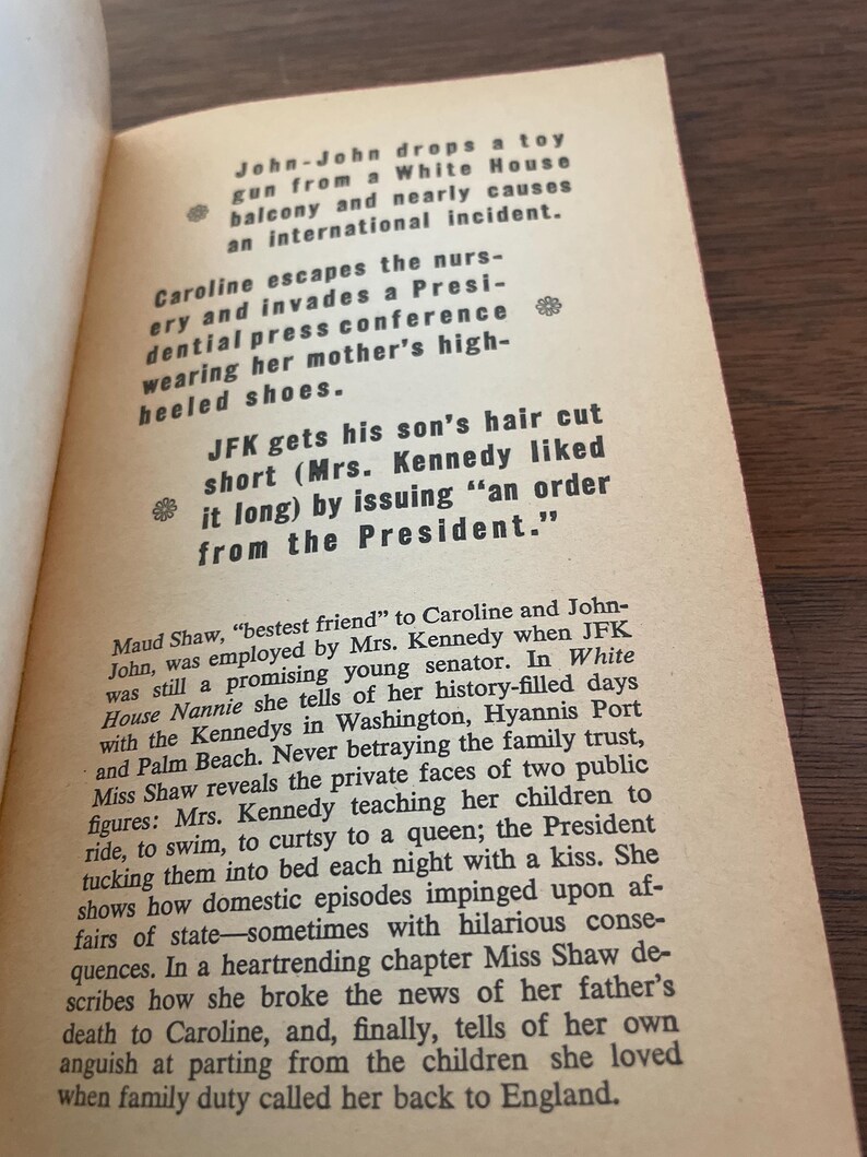 Vintage Kennedy Book, 1960's White House Nannie, My Years With Caroline ...