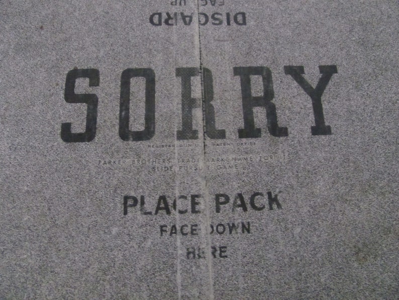 Vintage Sorry Game Board 1950's Parker Brothers Sorry - Etsy