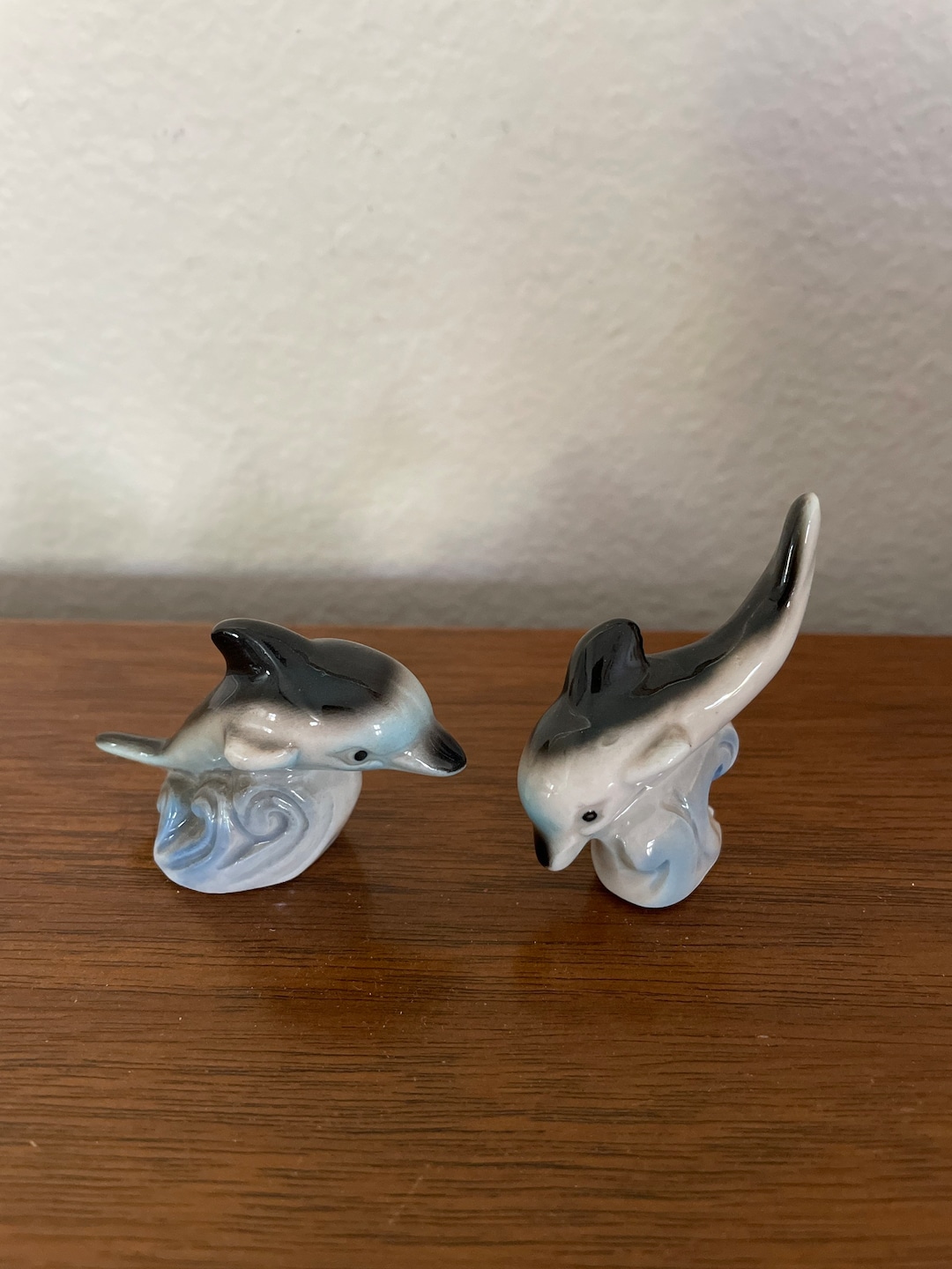 Vintage Mini Dolphin Figurines, 1960's Ceramic Dolphin Figurine Set ...