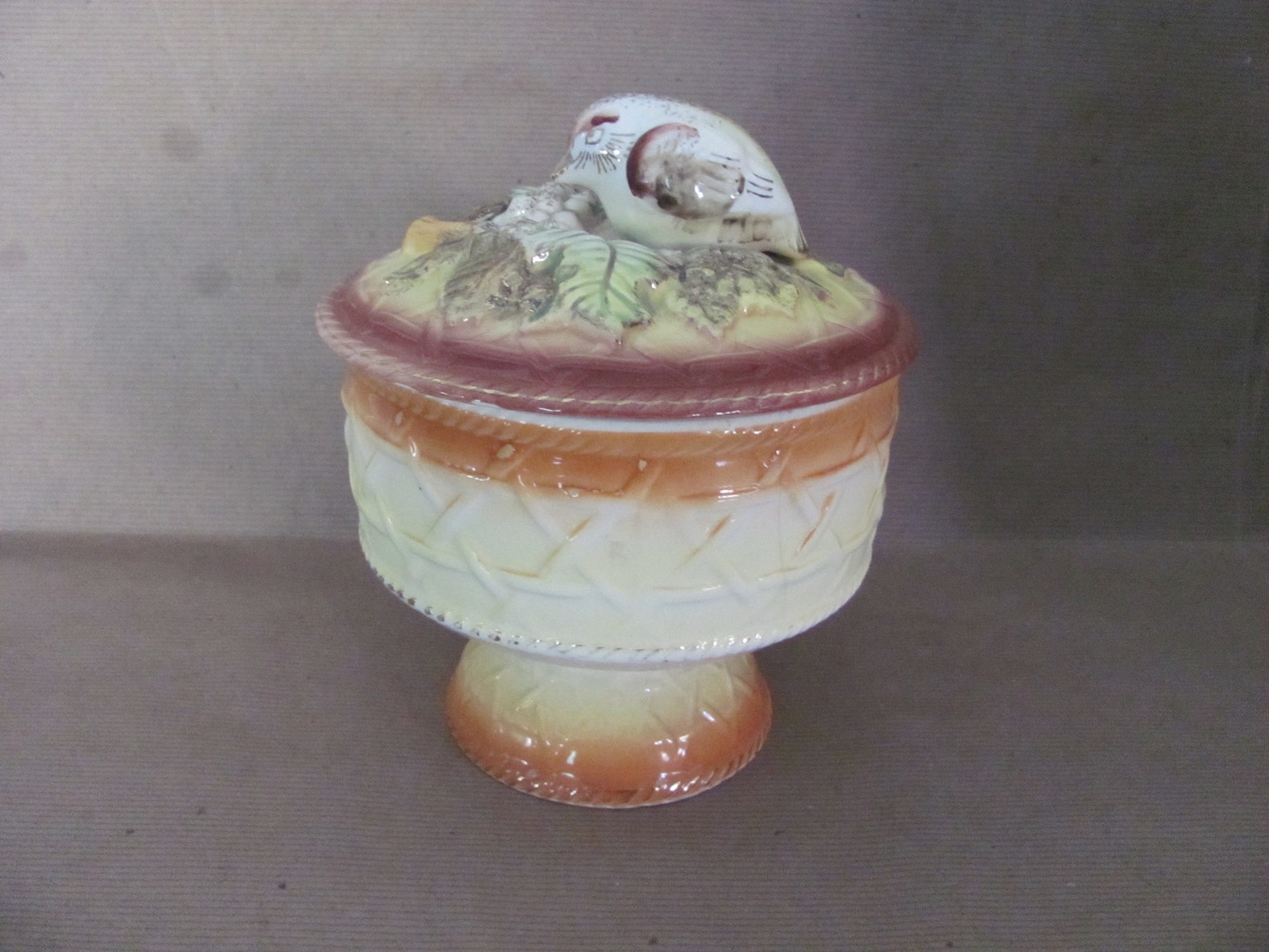 Vintage Pedestal Compote Bird Dish, 1960's Betson Japan Hand Painted ...