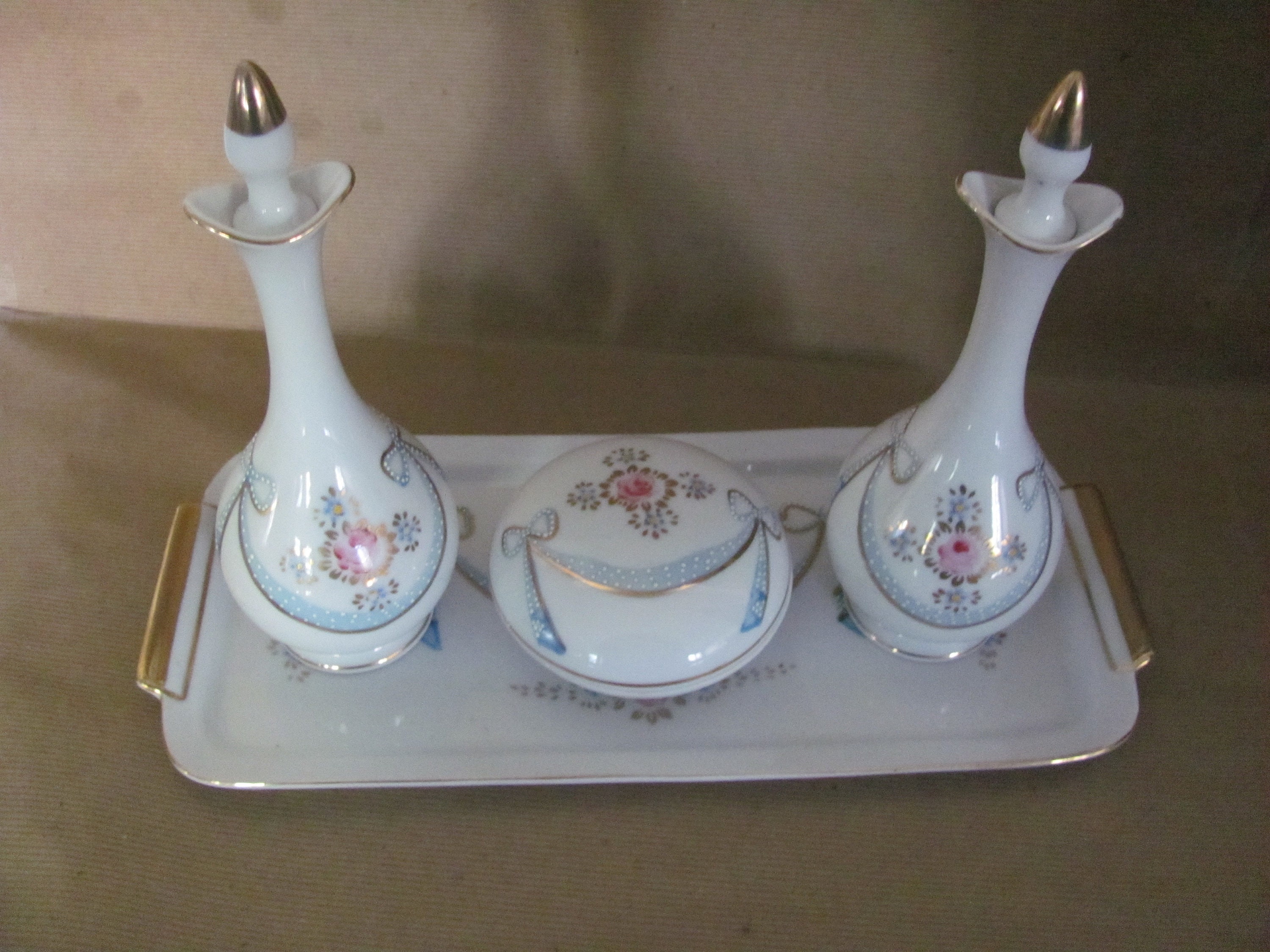 Vintage Porcelain Vanity Set 1950's Wales Japan Vanity | Etsy