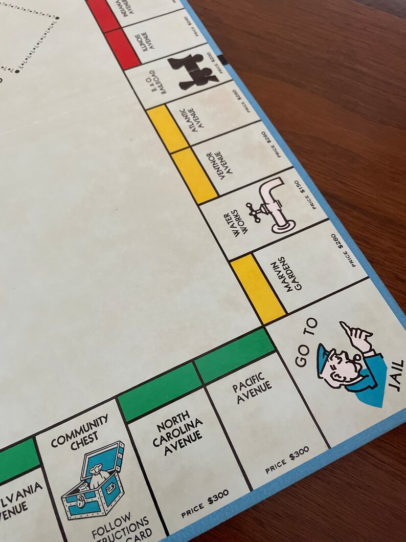 Vintage Monopoly Game Board, 1960's Parker Brothers Monopoly Cardboard ...