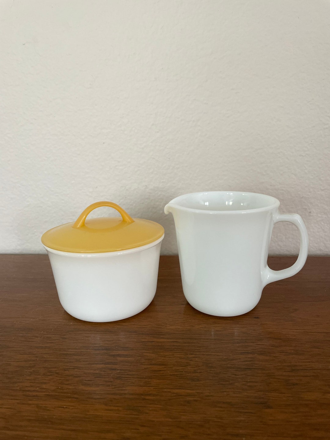 Vintage White Pyrex Sugar and Creamer Set, 1980's Milk Glass Pyrex ...