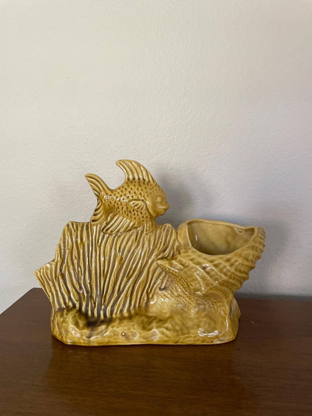 Vintage Fish Lamp/planter, 1960's Calico of California Gold Ceramic ...